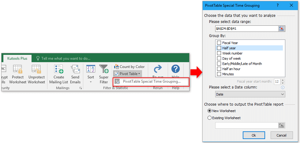 Quickly group data by fiscal year, half year, week number into Pivot ...