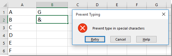 Easily prevent special or certain characters from being typed in cells
