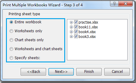 Quickly print multiple workbooks or worksheets from directories in Excel