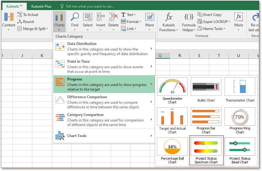 Create a project status spectrum chart in Excel