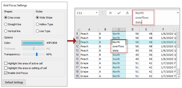 Easily reading / viewing a large number of rows and columns in Excel