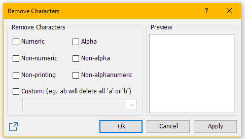 Quickly remove numeric, alphabetic, non-printable or alphanumeric ...