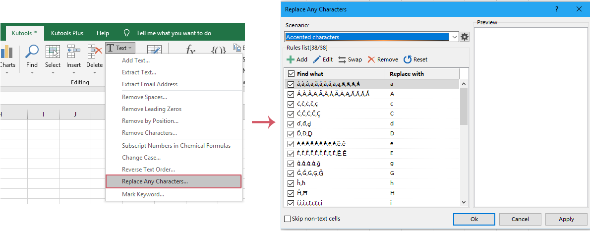 Quickly replace multiple accented characters with regular chars in Excel