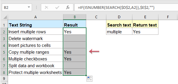 Check if a cell contains a specific text then return value in another ...