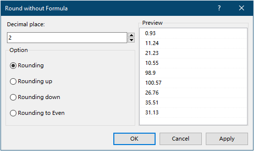 Quickly round cell values without formula in Excel