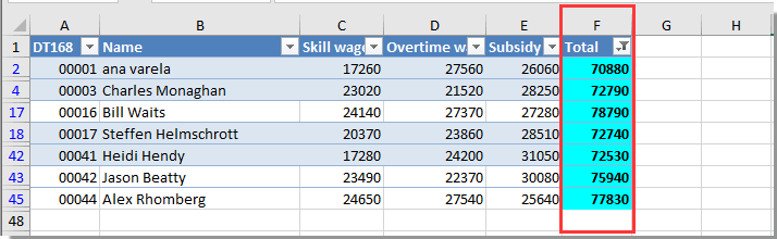 Easily filter all cells by bold characters in Excel