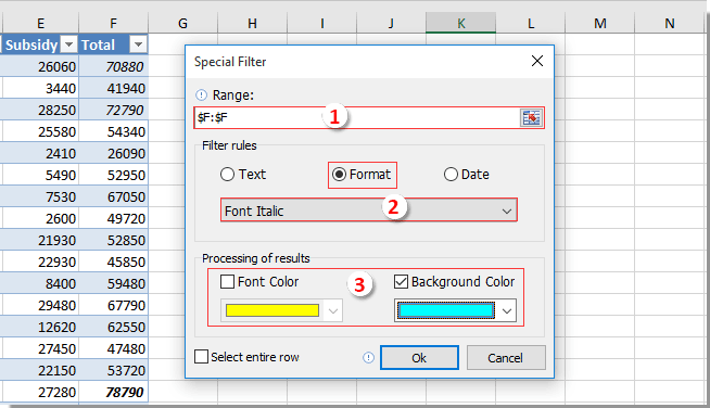 Easily filter all cells by italics in Excel