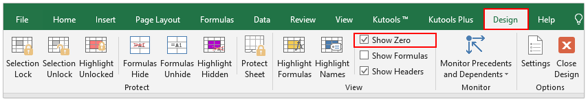 Quickly show or hide zero values in Excel
