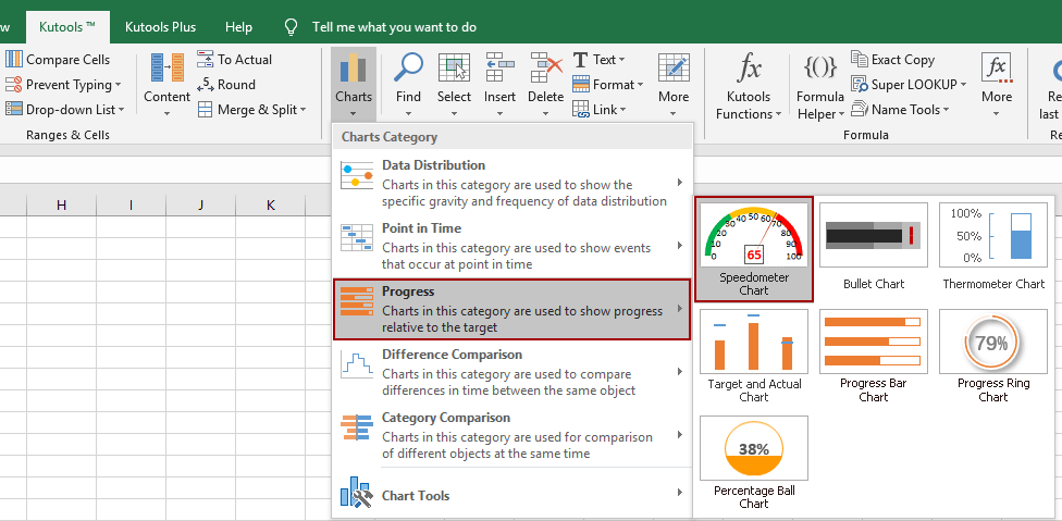 Quickly create a speedometer chart in Excel