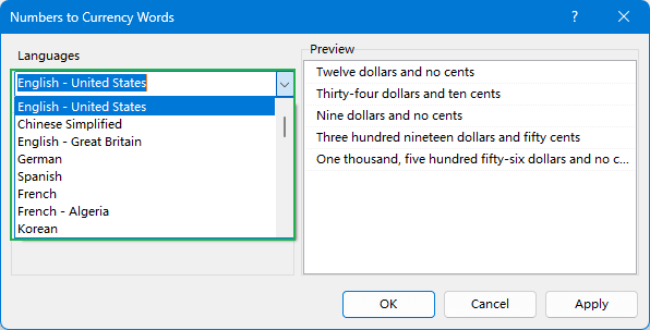 Quickly convert or spell out a number into English words in Excel