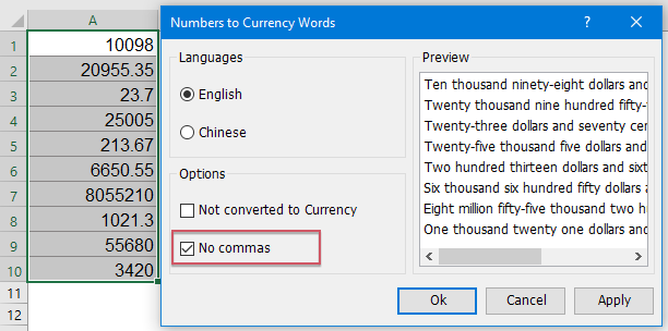 Quickly convert or spell out a number into English words in Excel