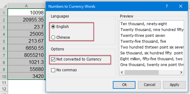 Quickly convert or spell out a number into English words in Excel