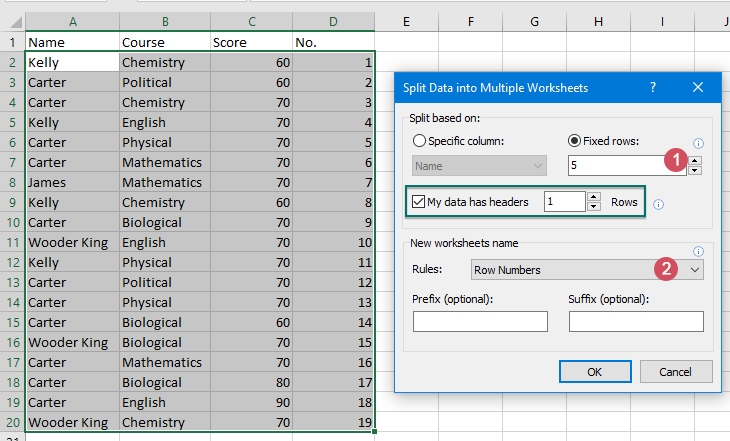Quickly Split Data Into Multiple Worksheets Based On Selected Column In