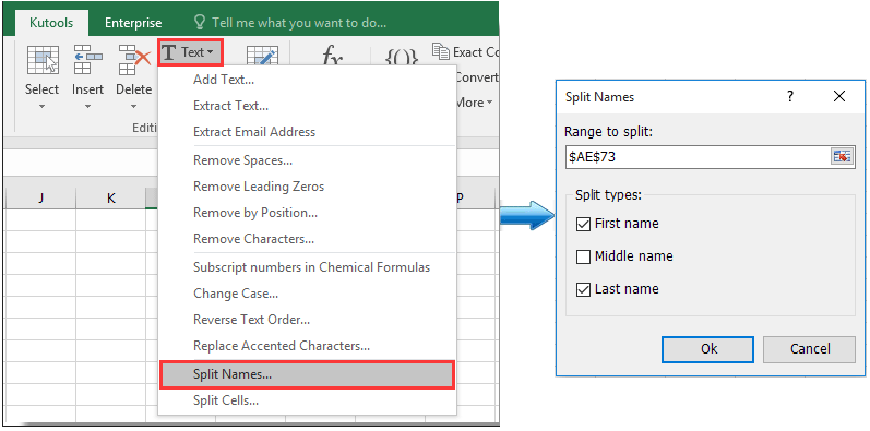 Quickly Split Or Separate First Middle And Last Names Of Full Name In