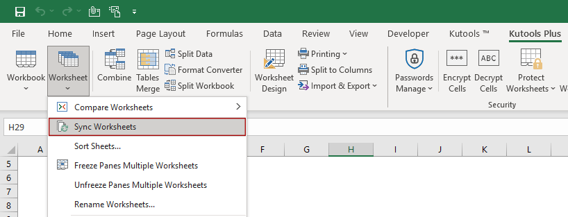 Synchronous select same cells in all worksheets of Excel