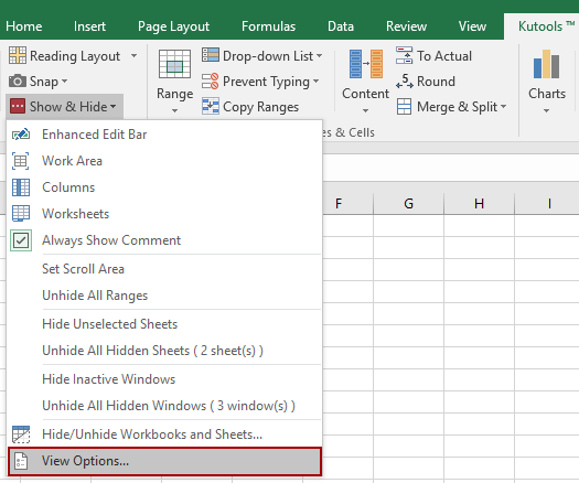 Quickly toggle workbook and worksheet settings in Excel