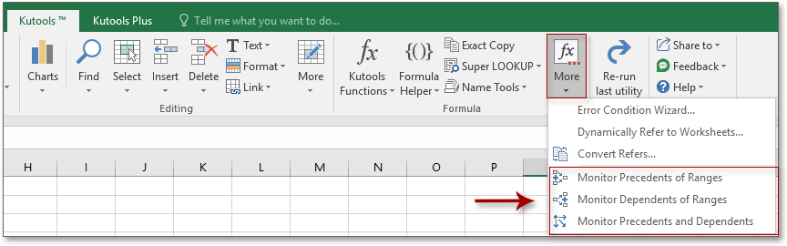 Quickly trace all dependents or precedents in Excel