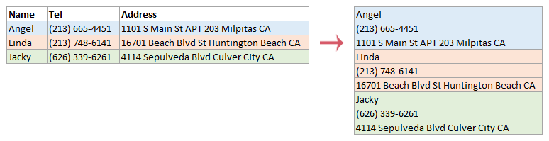 Transpose Convert A Single Column Or Row To Ranges In Excel