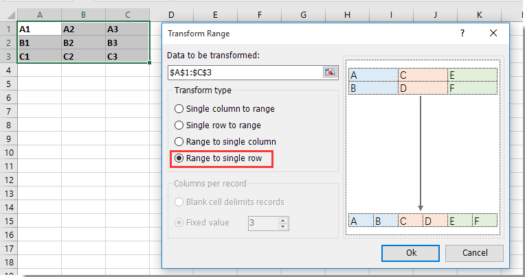 Transpose Convert A Single Column Or Row To Ranges In Excel