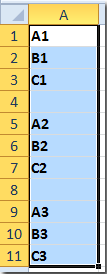 Transpose (convert) a single column or row to ranges in Excel