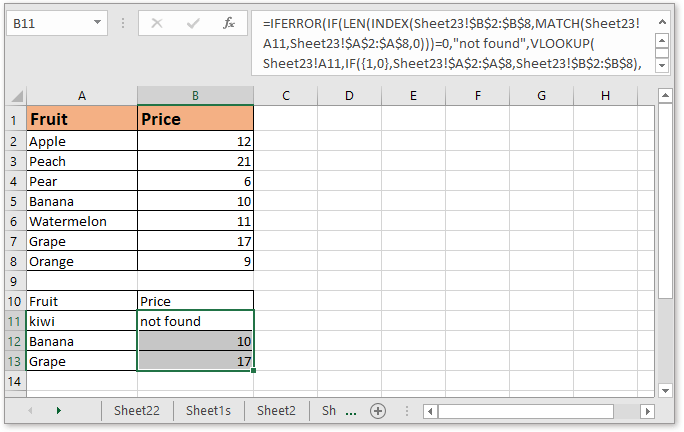 Replace #N/A or zero in VLOOKUP with blank or specified text in Excel