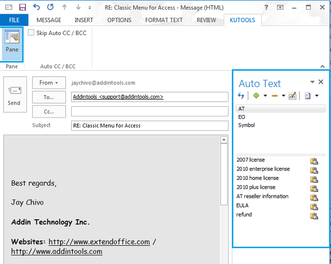 Kutools for Outlook 2.00 – Release notes