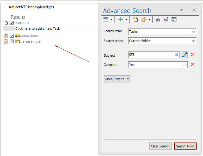 Easily search tasks with one or multiple criteria in Outlook