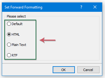 Always forward Emails in a fixed format (such as html, plain text) automatically in Outlook