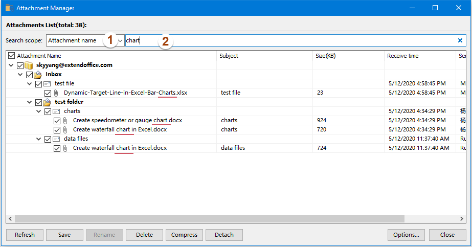 Attachment Manager: Save/delete/compress/detach all attachments in Outlook