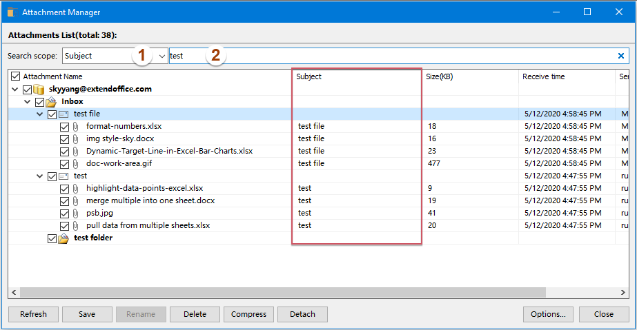 Attachment Manager Save delete compress detach All Attachments In Outlook
