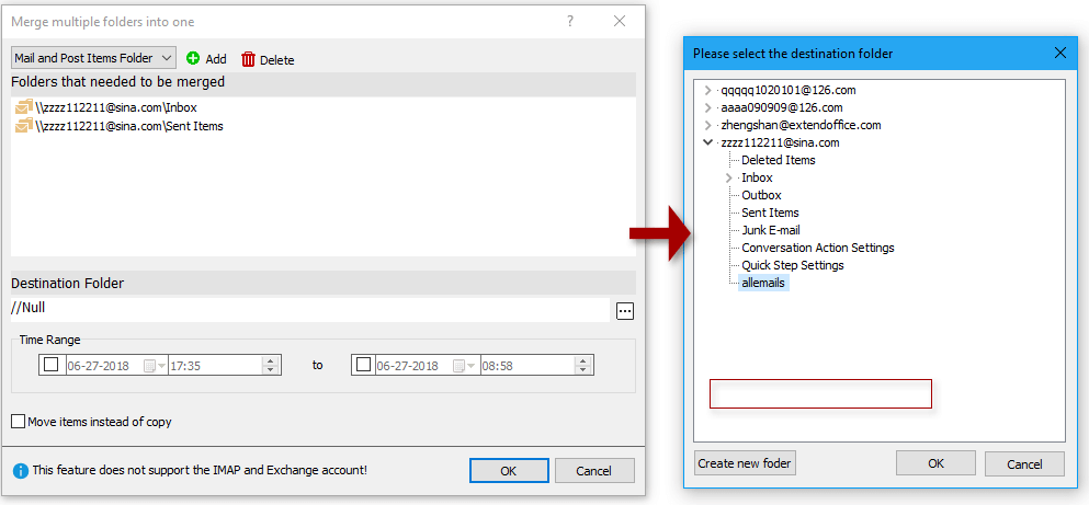 Quickly Combine Multiple Same Type Folders From Different Accounts Into One Folder