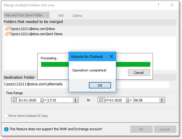 Quickly combine multiple same type folders from different accounts into one folder
