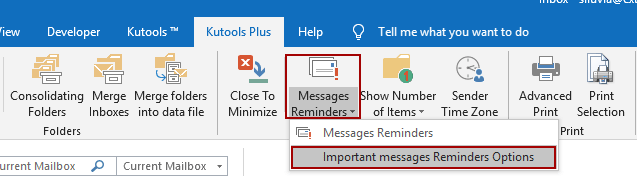 Reminder when receiving important emails in Outlook