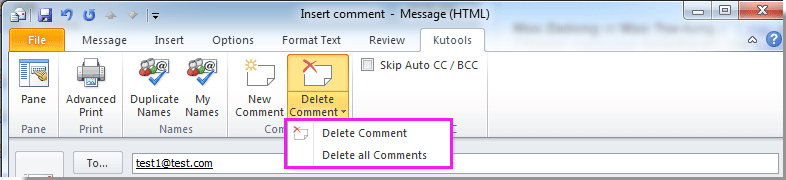 Quickly insert / add comments to email message in Outlook