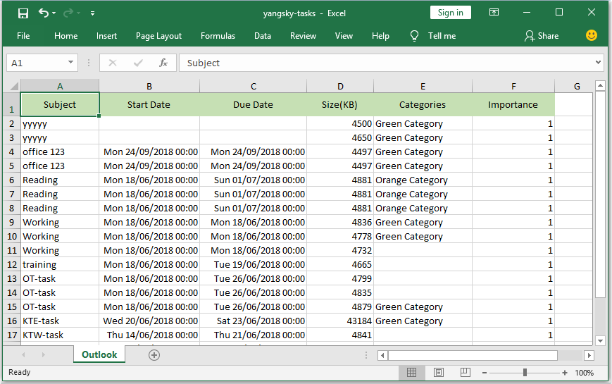 Quickly export the emails or tasks listing information to Excel file ...