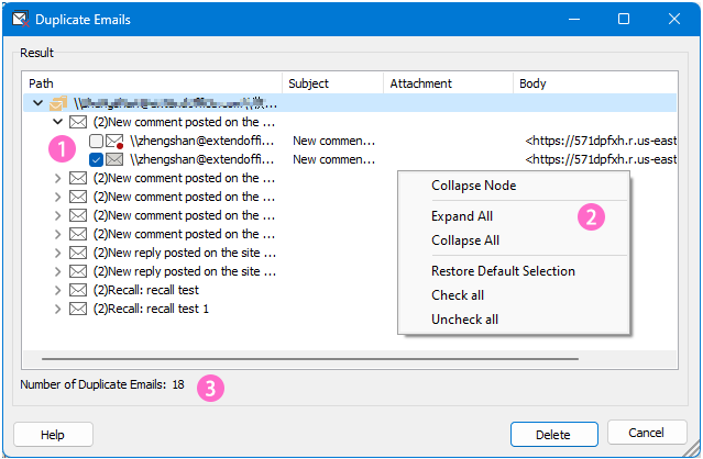 Quickly delete or remove duplicate emails in Outlook
