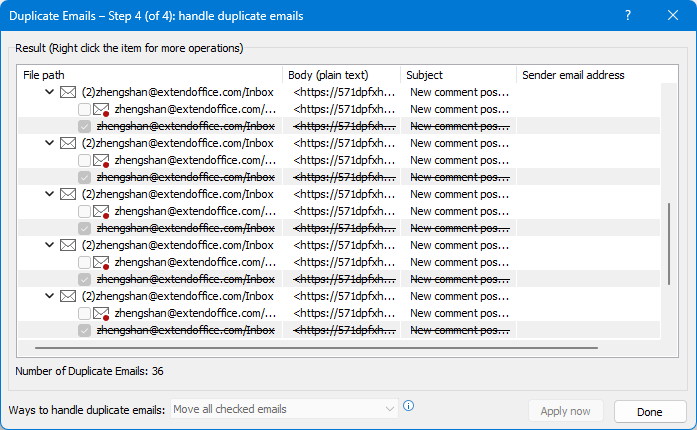 Quickly delete or remove duplicate emails in Outlook