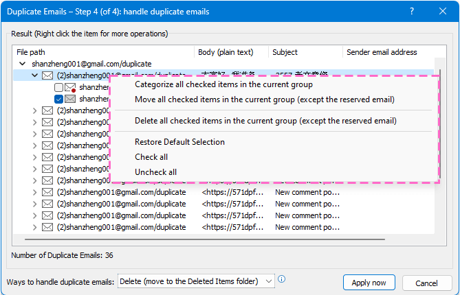 Quickly delete or remove duplicate emails in Outlook