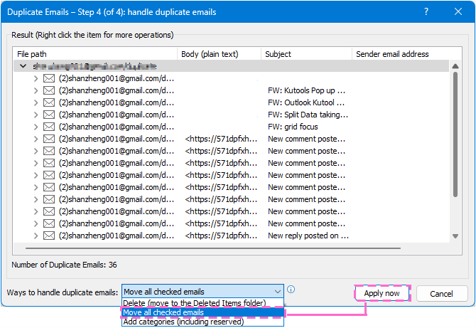 Quickly delete or remove duplicate emails in Outlook