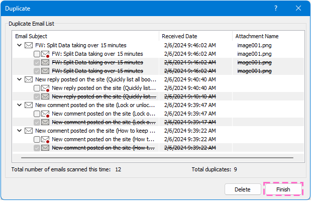 Quickly delete or remove duplicate emails in Outlook
