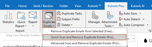 Quickly delete or remove duplicate emails in Outlook