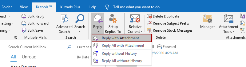 Quickly reply message with original attachments in Outlook
