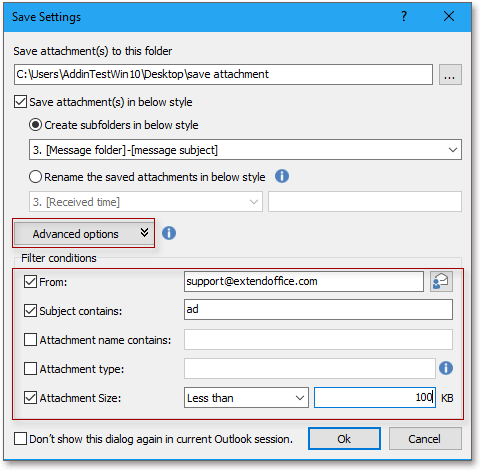 Quickly save all attachments from multiple or all emails in Outlook