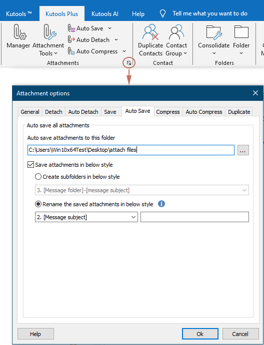 Quickly save all attachments from multiple or all emails in Outlook