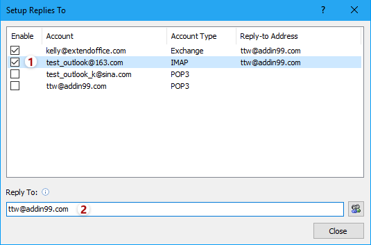 Always direct Replies to different email address in Outlook
