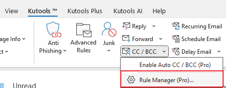 Automatically cc or bcc when sending emails in Outlook