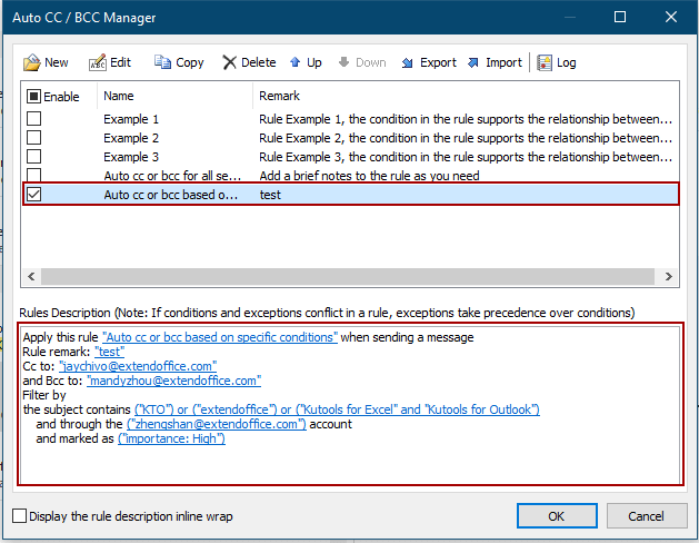 Automatically cc or bcc when sending emails in Outlook
