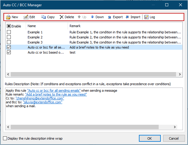 Automatically cc or bcc when sending emails in Outlook