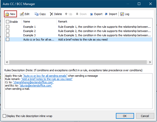 Automatically cc or bcc when sending emails in Outlook