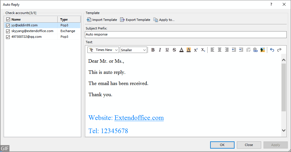 Quickly create auto reply without exchange server when out of office in ...